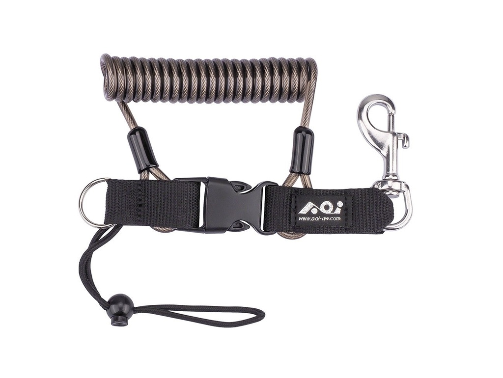 AOI LYD-02 Spring Coiled Lanyard with Quick Release Buckle and Swivel ...